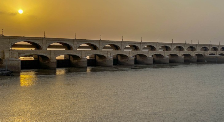 River Indus in medium flood level at Guddu Sukkur barrages-INP